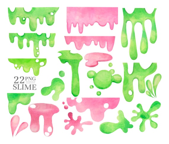 Slime png green and pink slime clipart dripping border clip | Etsy