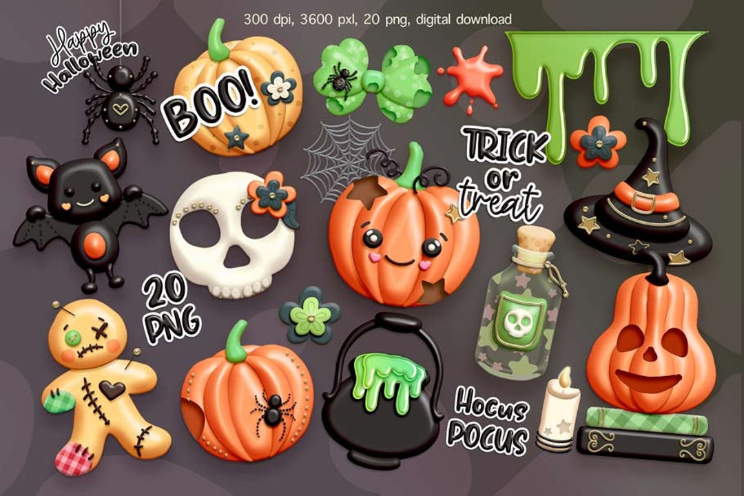 Happy Halloween Png, Cute Halloween Clipart, Digital Download. - Etsy
