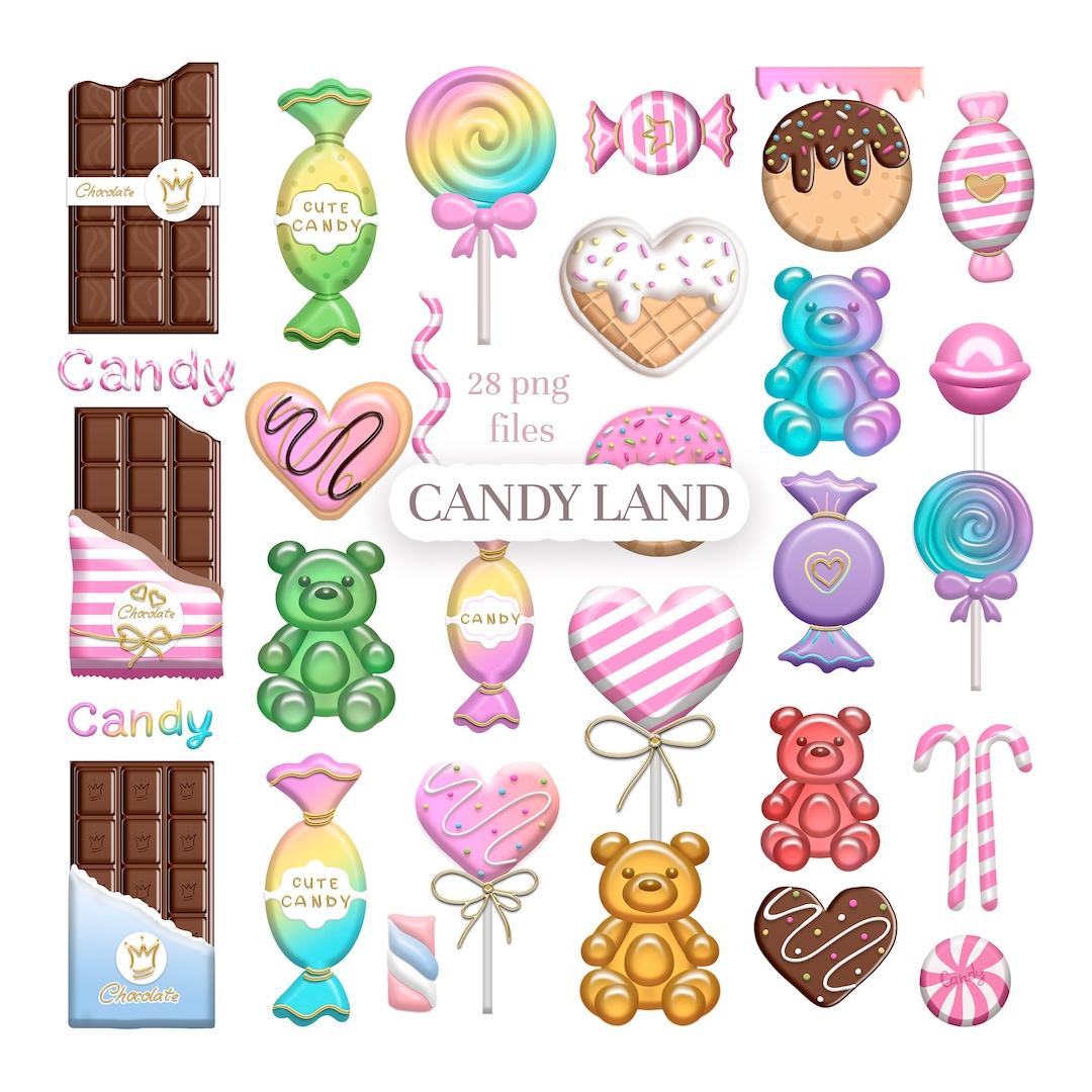 Candy Clipart, Candyland Png ,pastel Sweets Clipart, Digital Download ...