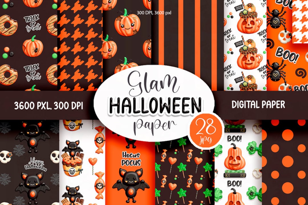 Halloween Digital Paper: Pumpkin, Spider, Bat Patterns (digital ...