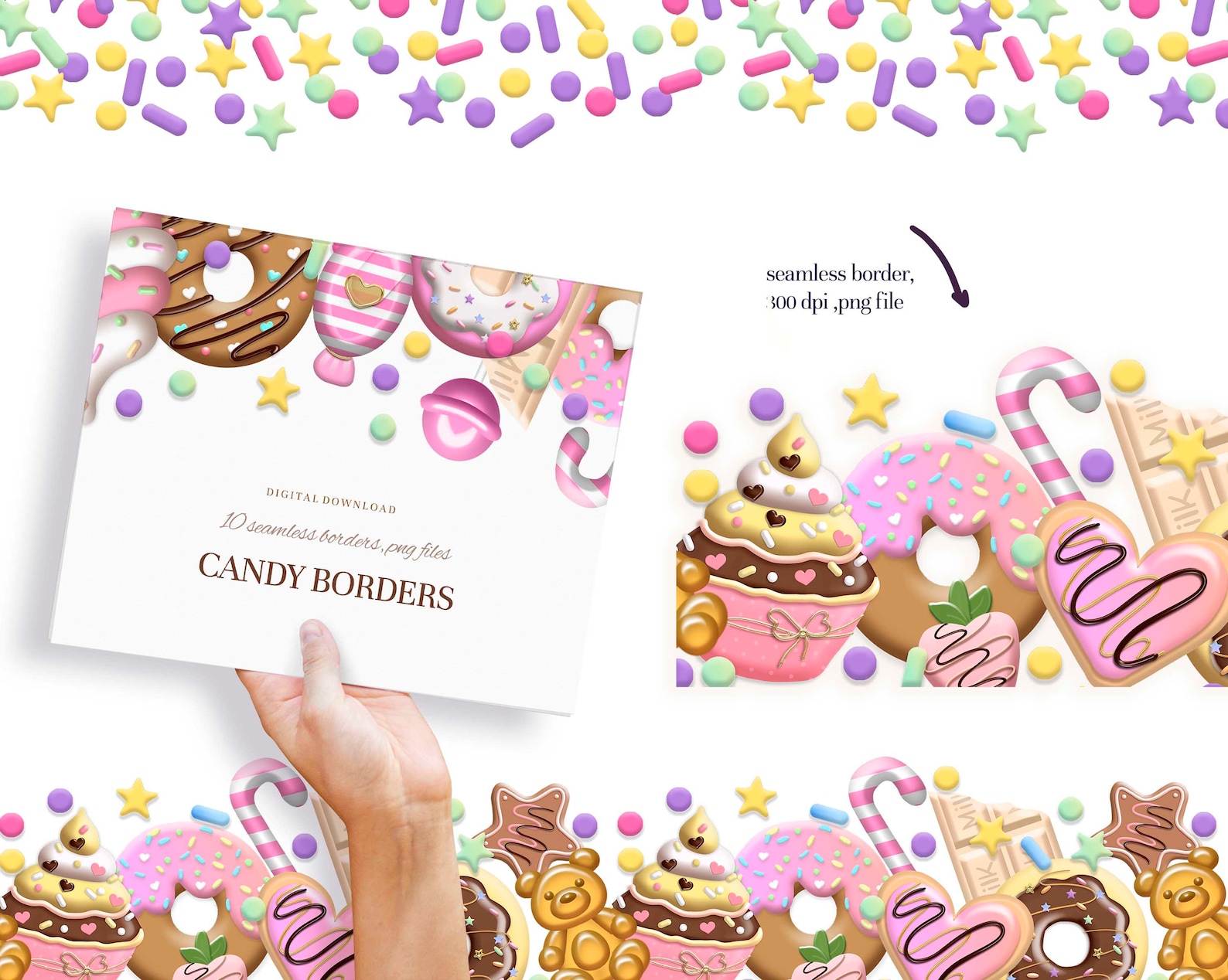 Candy Clipart, Sweets Borders, INSTANT DOWNLOAD - Etsy Canada