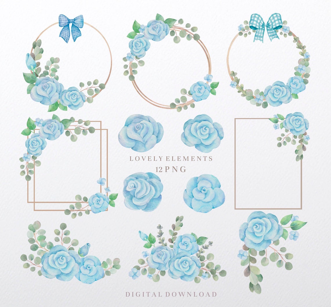 Floral Frame Png Blue Roses Border and Frames Floral Wreaths - Etsy