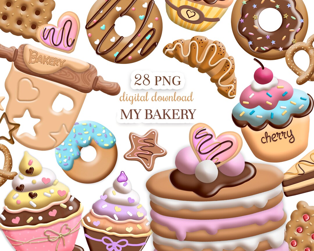 Bakery Clipart, Baking Clip Art, Donut and Cupcake Png, Cookies and ...