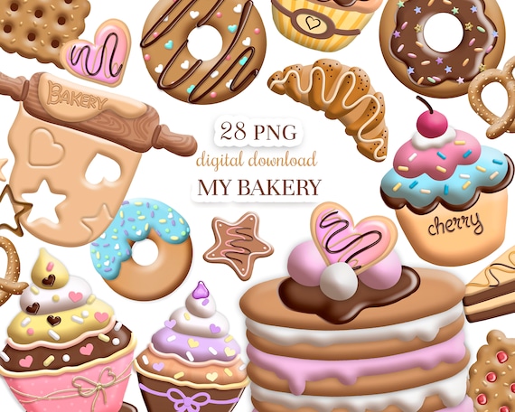 Bakery Clipart Baking Clip Art Donut and Cupcake Png - Etsy Canada