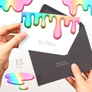 Rainbow Dripping Clipart, Ice Cream Drip Png, Paint Border Overlays ...