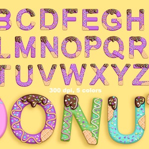 Donut Letters Clipart: Sweet Candy Alphabet (digital Download) - Etsy