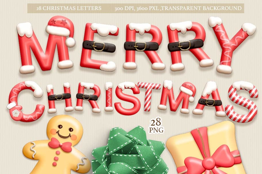 Christmas Letters Clipart Santa Alphabet Christmas Font Png - Etsy UK