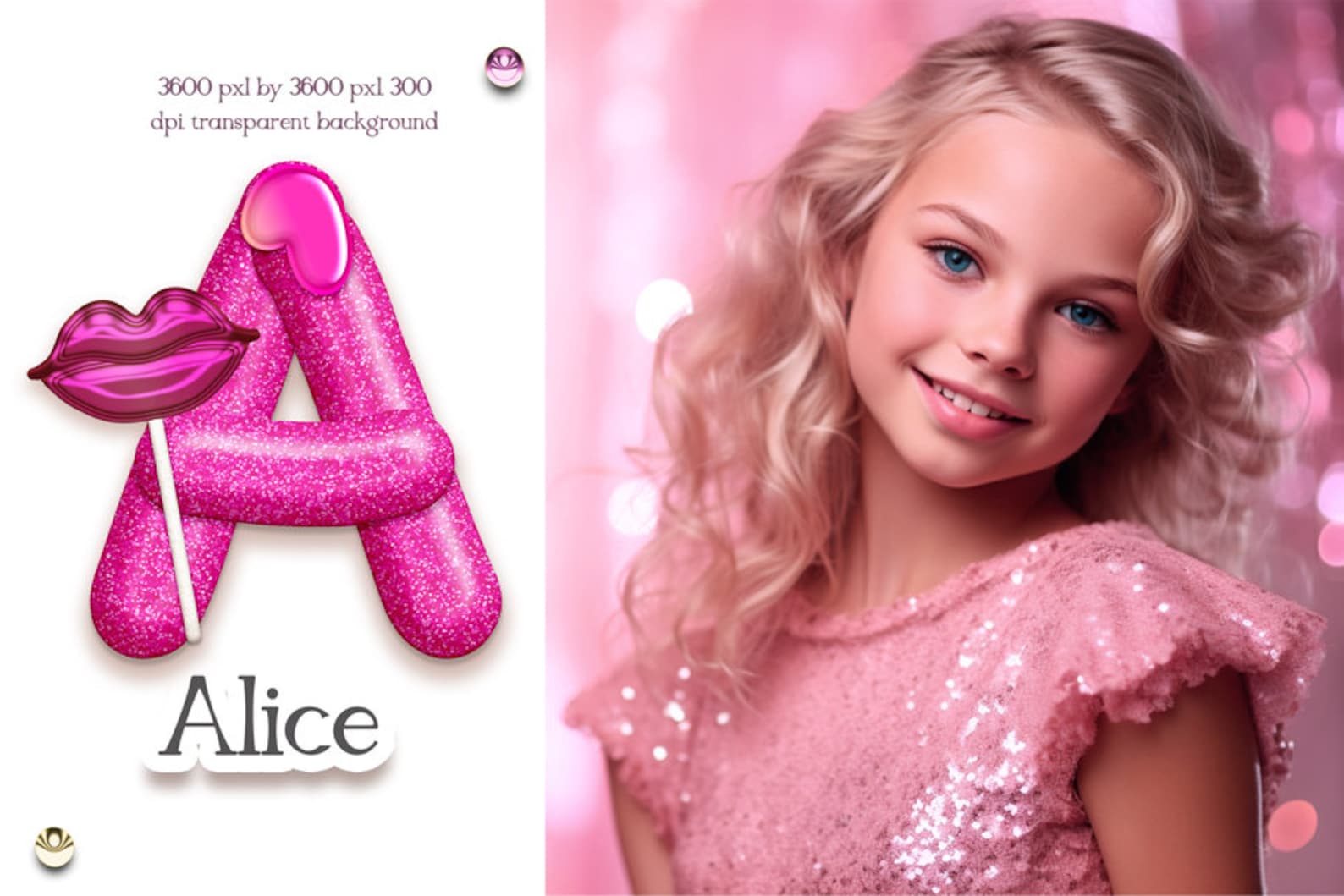 Pink Glitter Letters,pink Doodle Alphabet, Pink Glitter Abc,instant ...