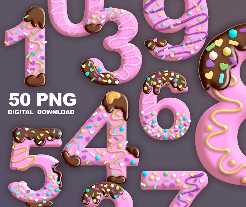 Sweet Numbers Clipart Sprinkles Clip Art Dripping Frosting | Etsy Canada