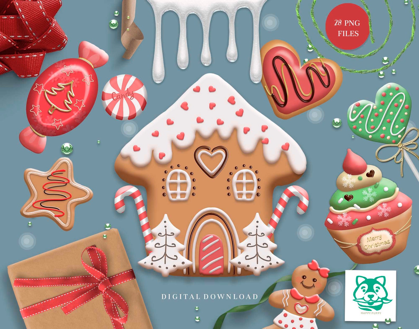 Christmas Candy Clipart Christmas Sweets Clip Art - Etsy