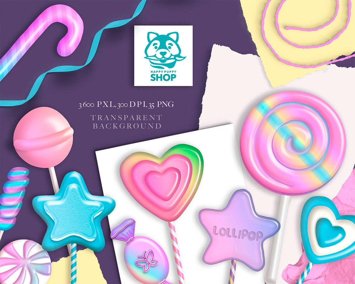 Candy Clipart Lollipop Png Sweets Clip Art DIGITAL DOWNLOAD | Etsy