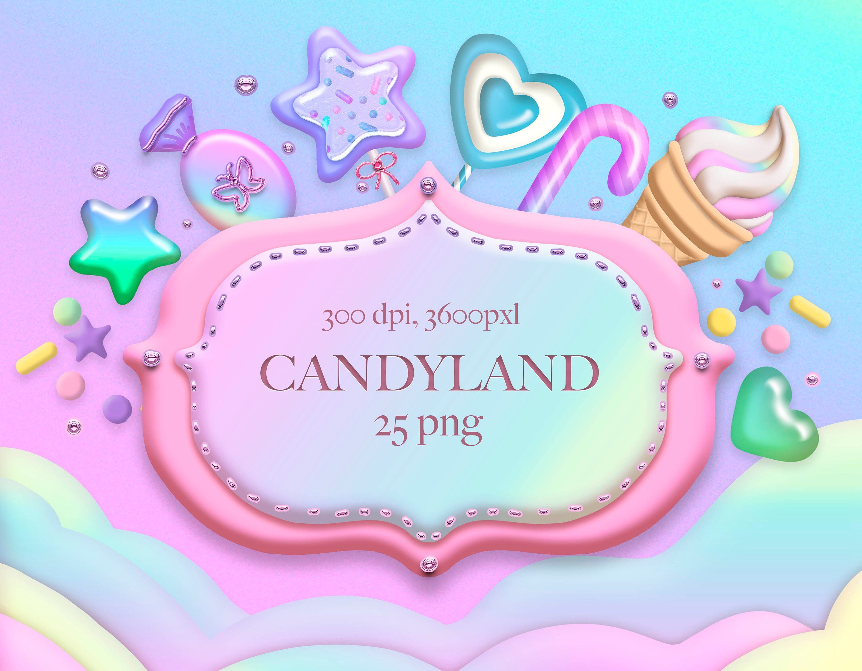 Candyland Clipart Candy and Sweets Png Pastel Sweet Clip - Etsy