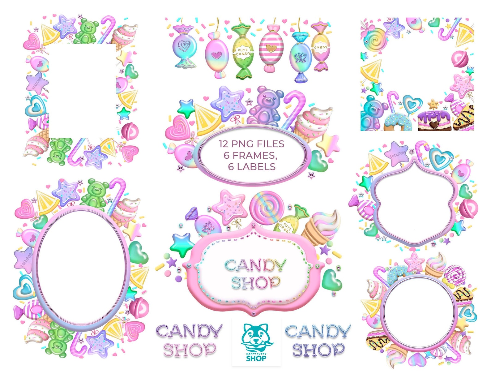 Candy Clipart Sweet Frame Png Treats Borders Clip Art. - Etsy