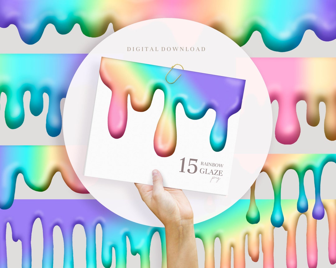 Rainbow Glaze Clipart, Ice Cream Drip Png, Dripping Paint Border ...