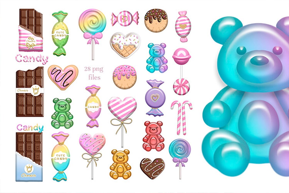 Candyland Bundle Candyland Clipart Sweets Png Digital - Etsy
