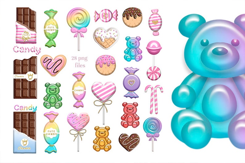 Candyland Bundle Candyland Clipart Sweets Png Digital - Etsy