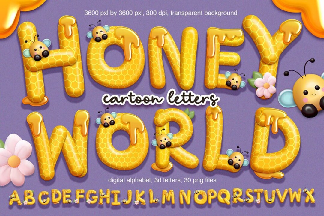 Candy Land Letters, Honey Bee Letters, 3d Letters, Honey Comb Alphabet ...