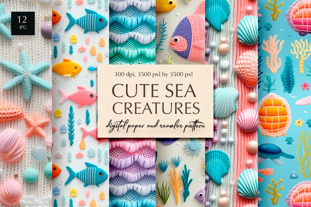 Seashell Digital Paper Pack, 3d Under the Sea Seamless Pattern, DIGITAL ...