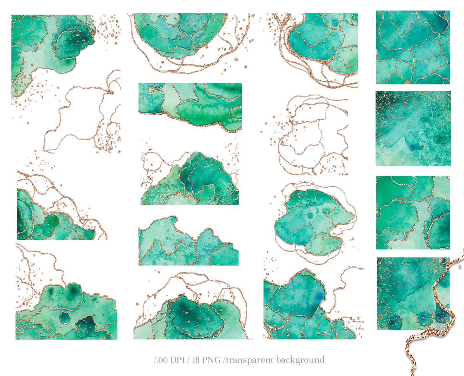 Aquarell Mint Rand Overlays Glitter Design-Elemente Glitzer - Etsy.de