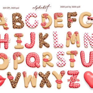 Valentine Cookie Alphabet Clipart: 52 PNG Letters (digital Download) - Etsy