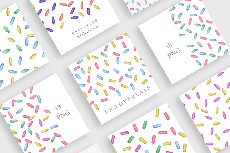 Rainbow Sprinkles Clipart: Candy Confetti Overlays (digital Download ...