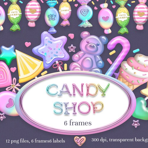 Sweet Frame Png Candy and Sweets Clipart. | Etsy