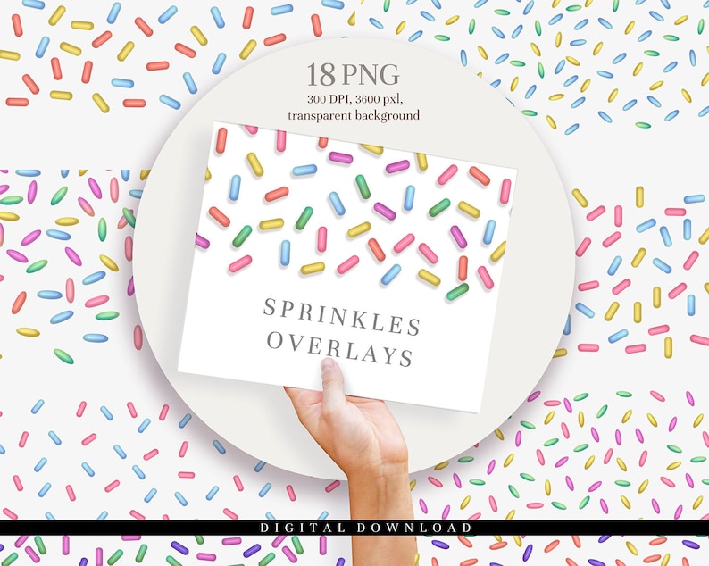 Rainbow Sprinkles Clipart: Candy Confetti Overlays (digital Download ...