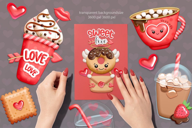 Valentine Clipart Valentines Day Clipart Valentine Coffee - Etsy