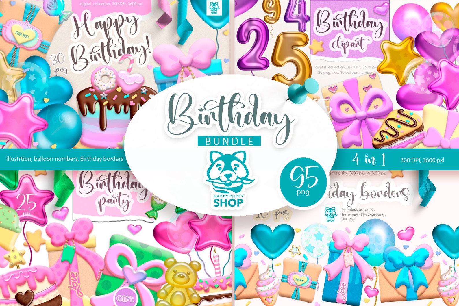Birthday Party Clipart Birthday Numbers and Gift Box Png | Etsy