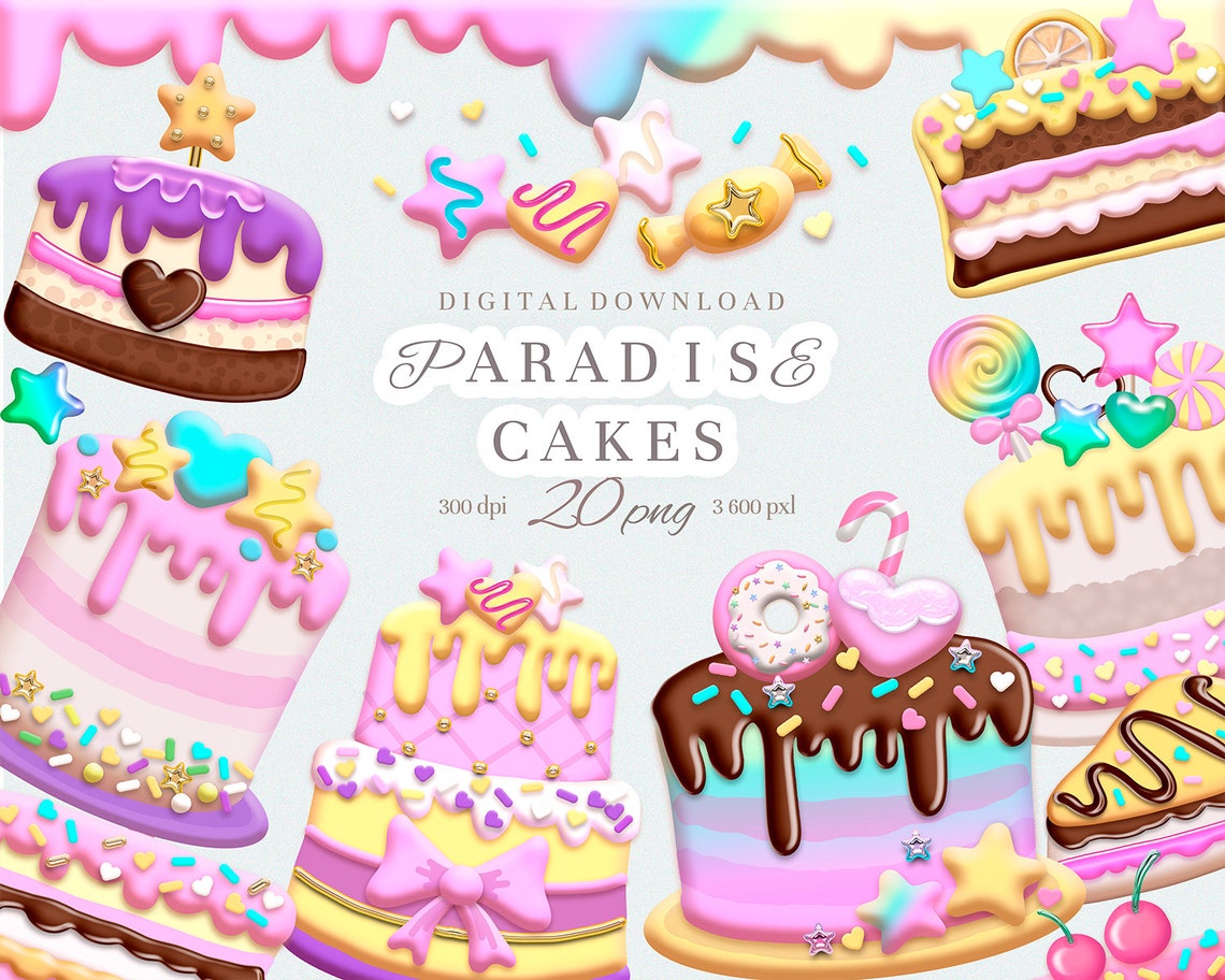 Candyland Clipart Cake Clipart Candy and Sweet Png Cakes - Etsy