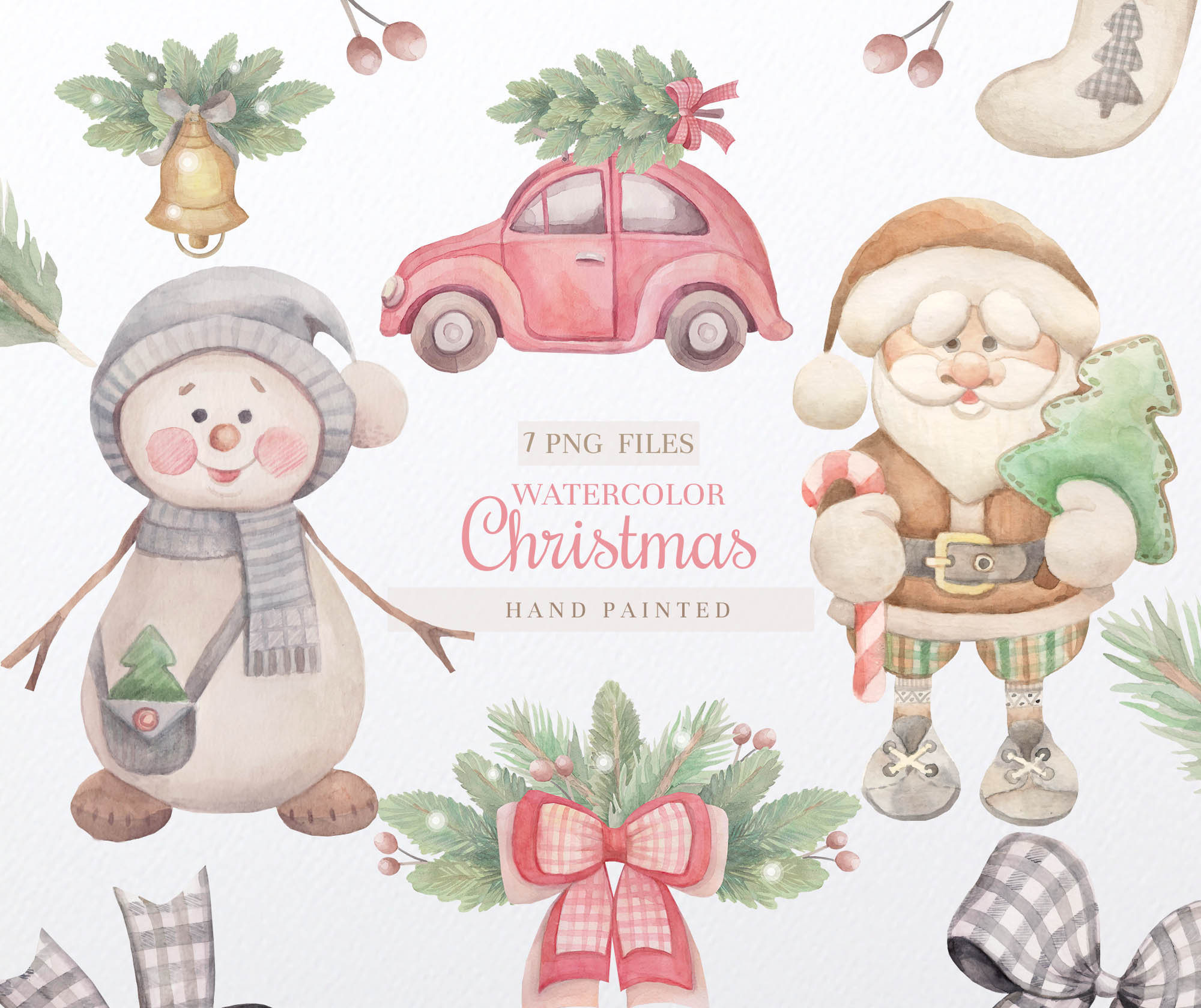 Merry Christmas Clipart Collectionwatercolor Santa Claus - Etsy