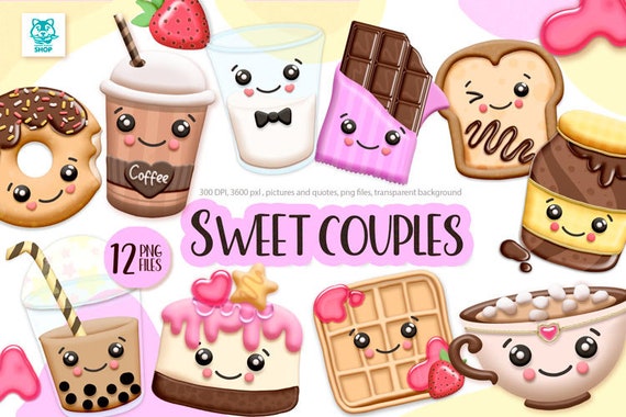 Kawaii Clipart Sweet Coupe Png Coffee and Donut Chocolate - Etsy