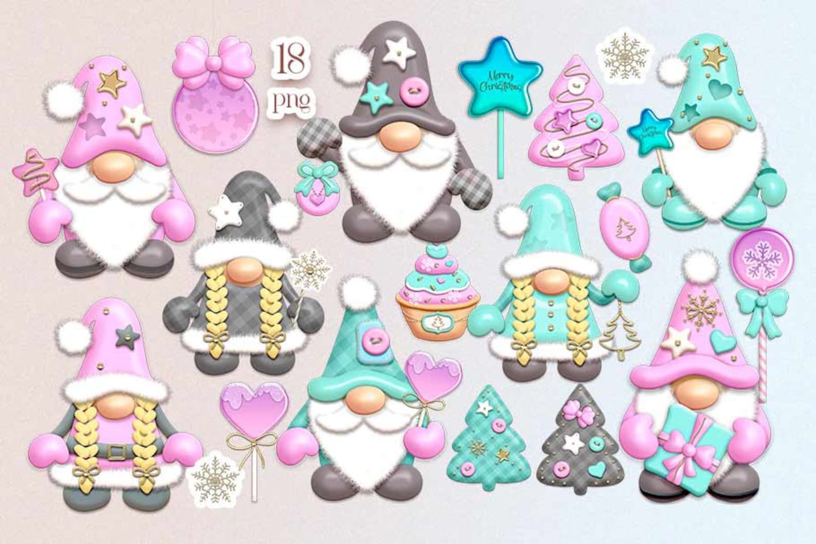 Christmas Gnome Clipart Merry Christmas Png Christmas Gnomes - Etsy