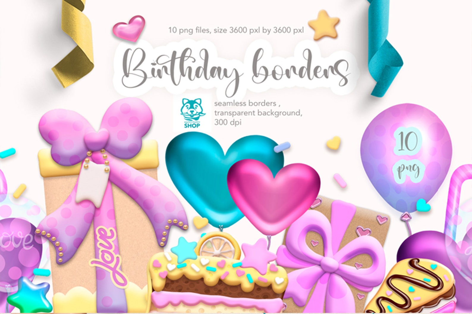 Birthday Party Clipart Birthday Numbers and Gift Box Png | Etsy