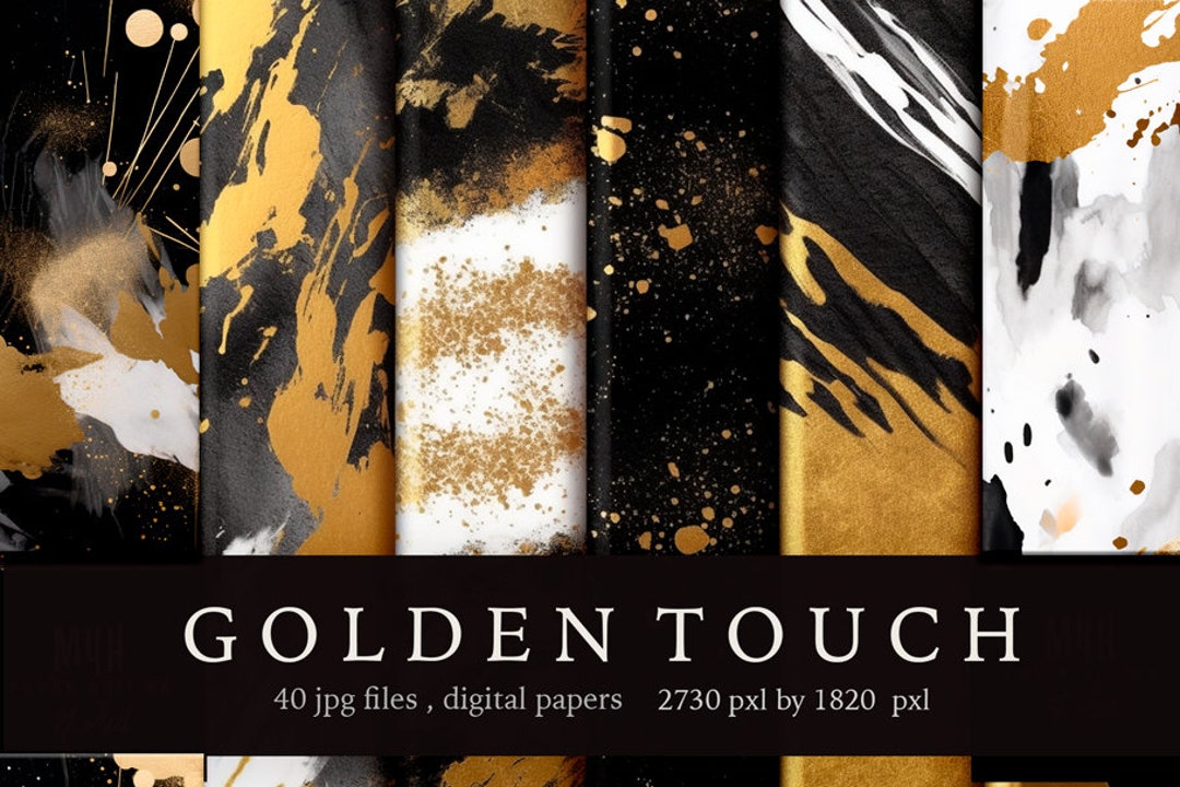 Abstract Watercolor Background, Gold Foil Wallpaper, Black White Gold ...