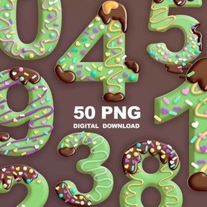 Sweet Numbers Clipart, Sprinkles Clip Art, Dripping Frosting Font ...
