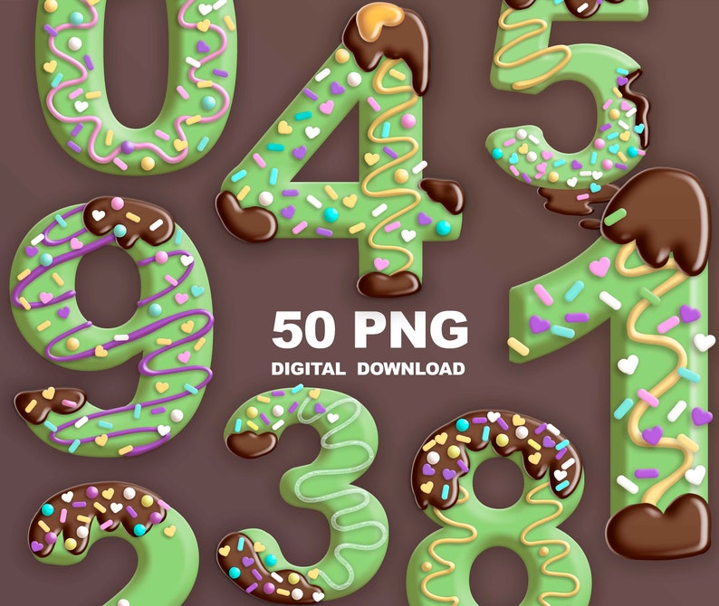 Sweet Numbers Clipart Sprinkles Clip Art Dripping Frosting | Etsy Canada