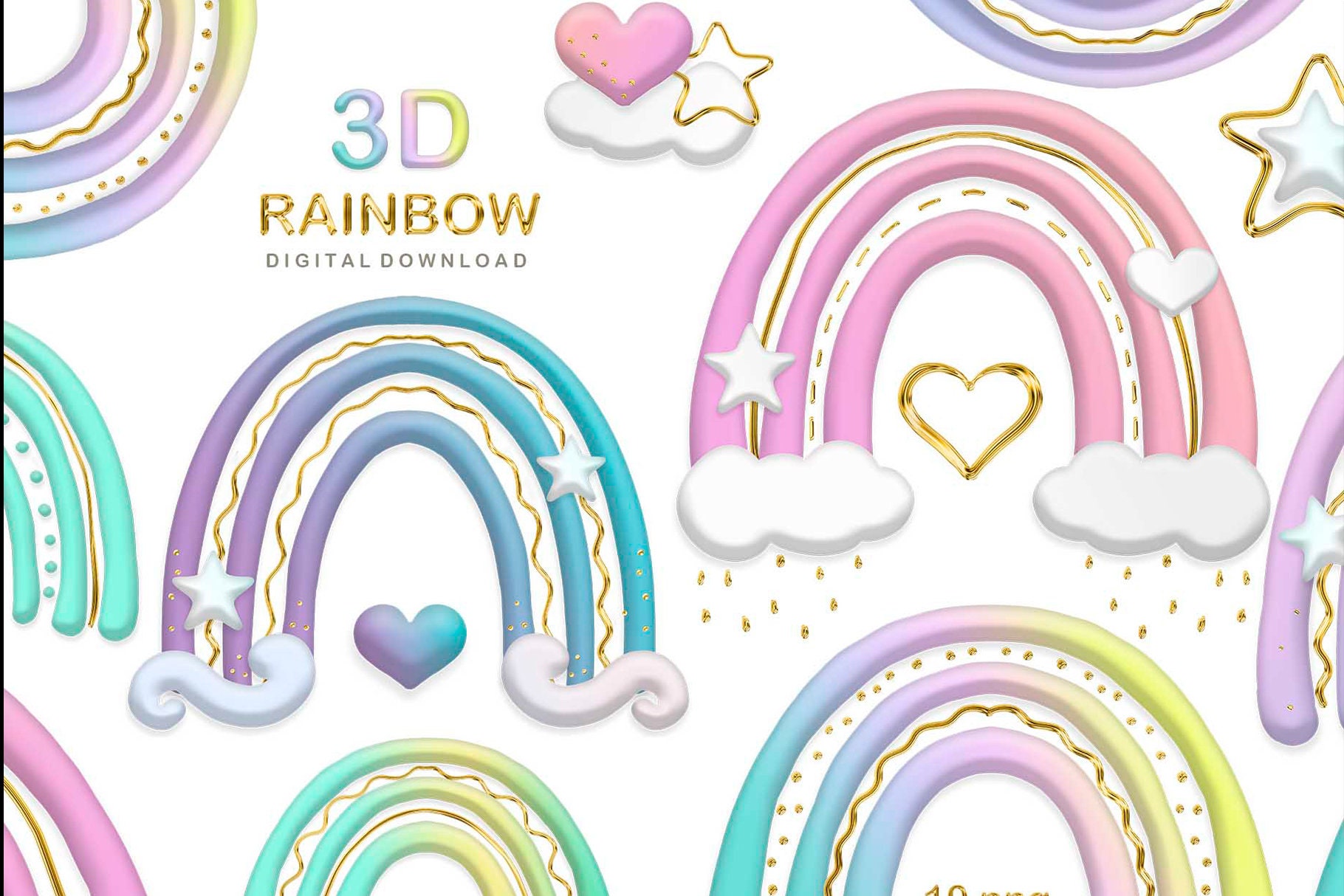 Pastel Rainbow Clipart Pastel Hot Air Balloons Butterfly | Etsy