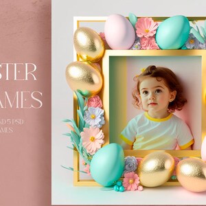 Happy Easter Frames Clipart, Spring Flowers, Easter Wreath and Easter ...