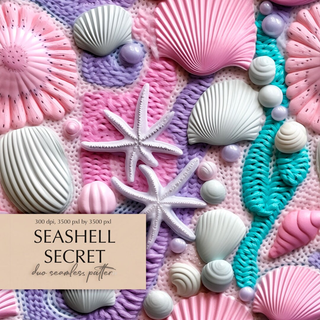 3d Seamless Pattern, Seashell Digital Papers,ocean Background, DIGITAL ...