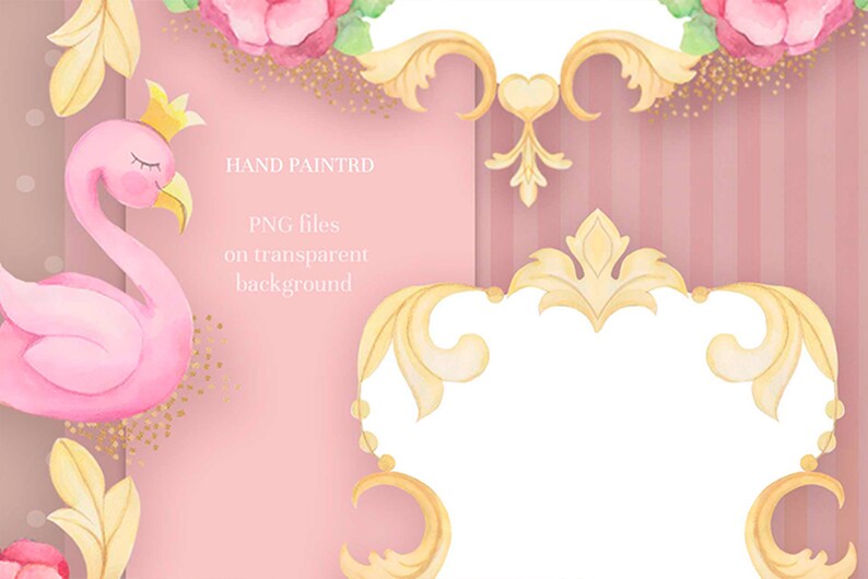 Princess Frame Clipart Floral Frame Png Digital Frames Clip | Etsy