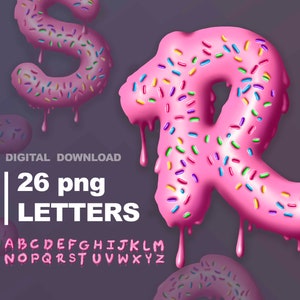 Sweets Letters Clipart, Pink Glaze Alphabet, Drip Letters Clip Art ...