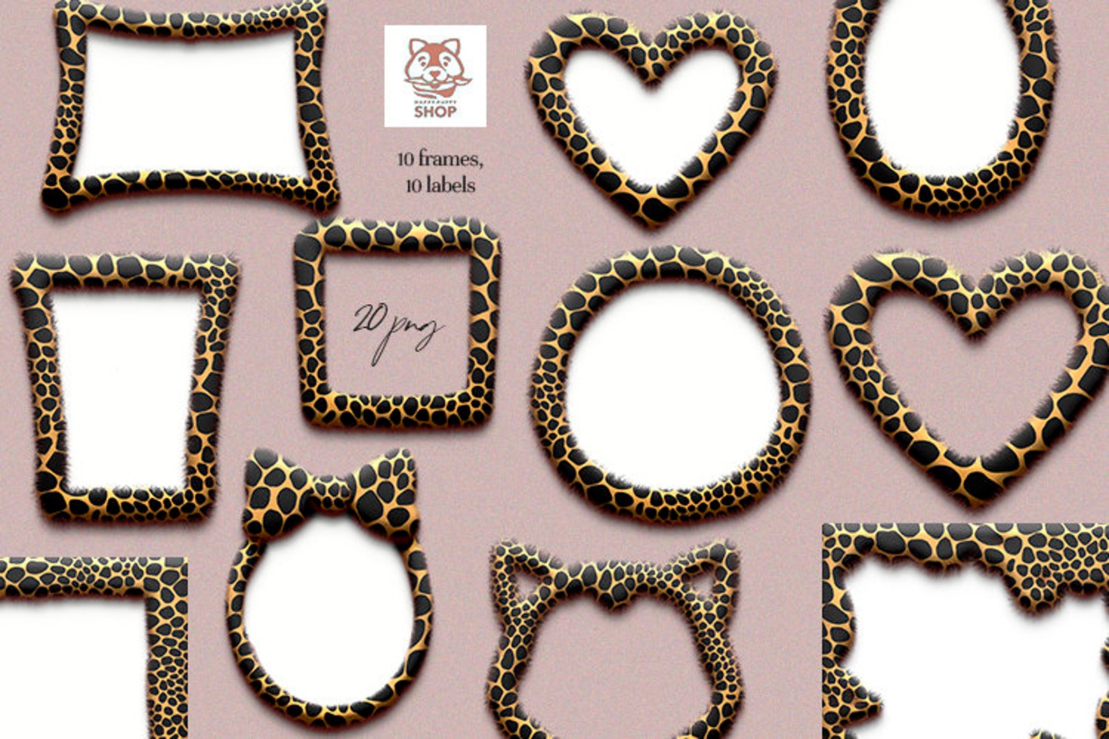 Frame Clipart Safari Frames Png Digital Frame Clipart Fur - Etsy