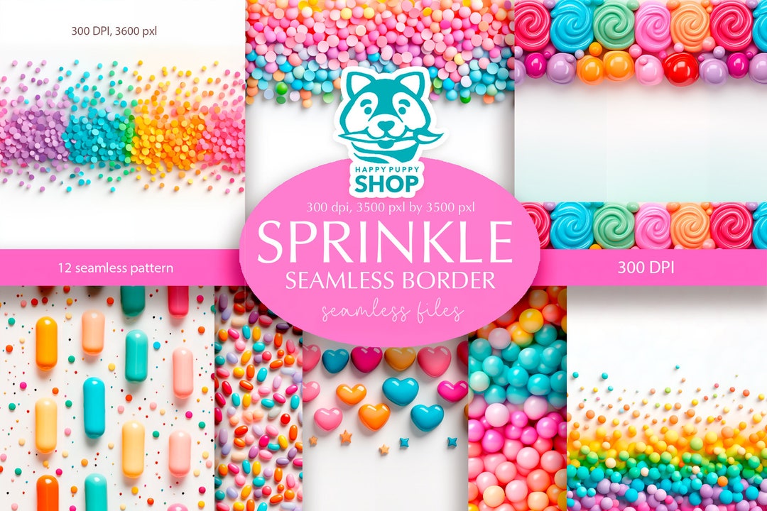 Sprinkles Clipart, Seamless Sprinkle Border, Sprinkles Background ...