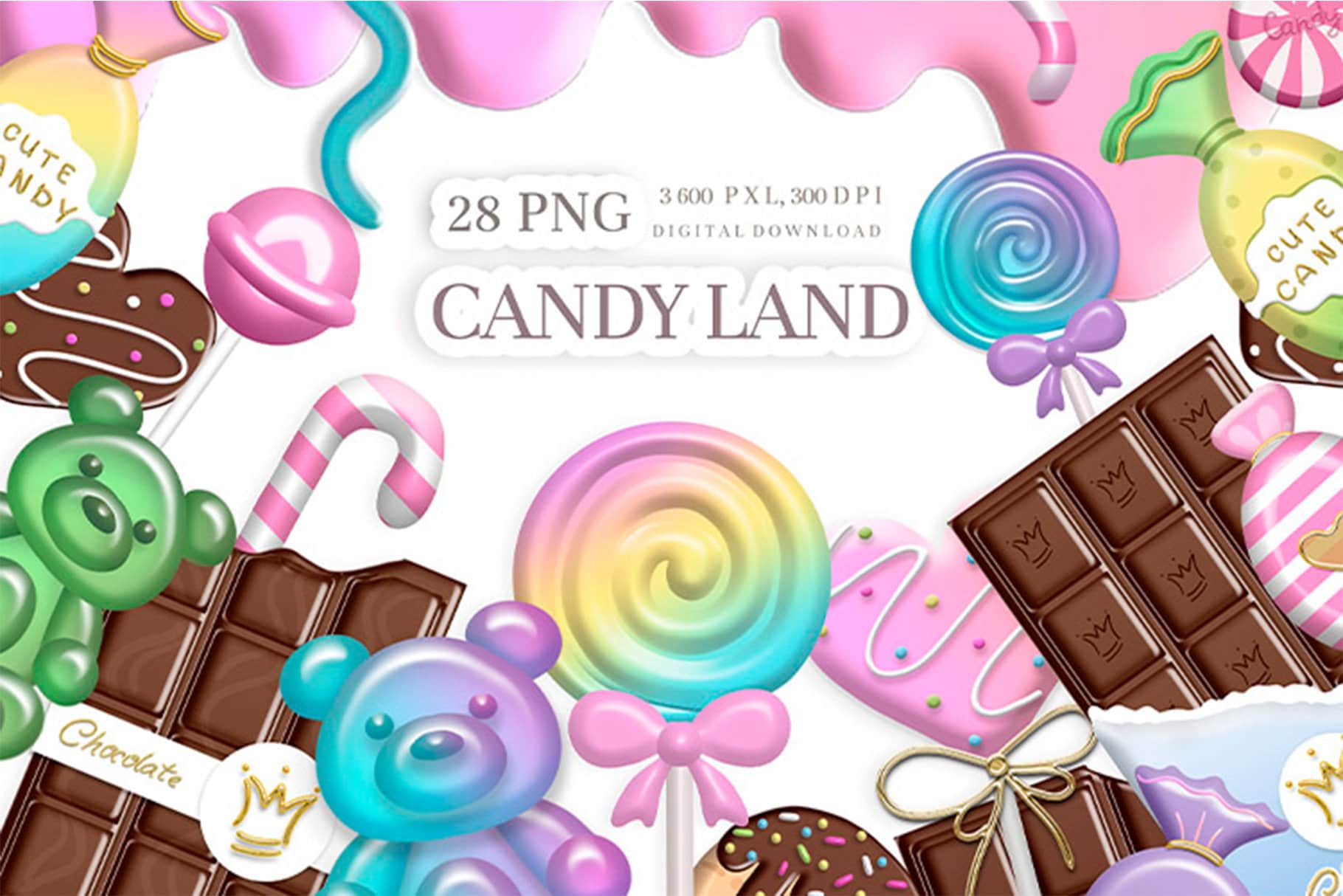 Candyland Bundle Candyland Clipart Sweets Png Digital - Etsy