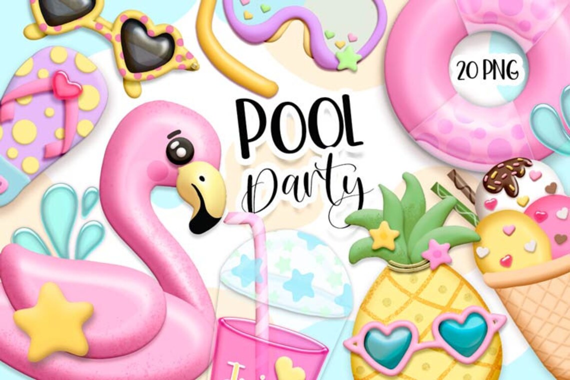 Pool Party Clipart Hello Summer Clip Art Summer Vibes Png - Etsy