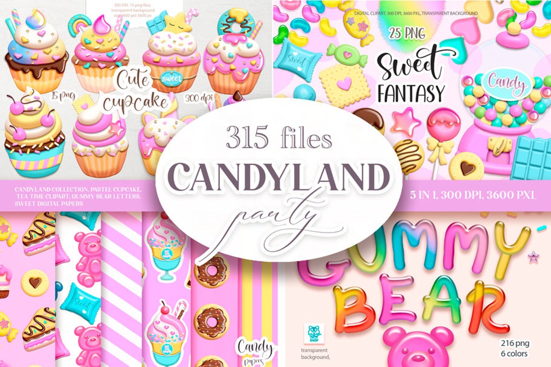 Candy Land Bundle Cupcake Clipart Candy and Sweet Digital - Etsy