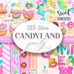 Candy Land Bundle Cupcake Clipart Candy and Sweet Digital - Etsy