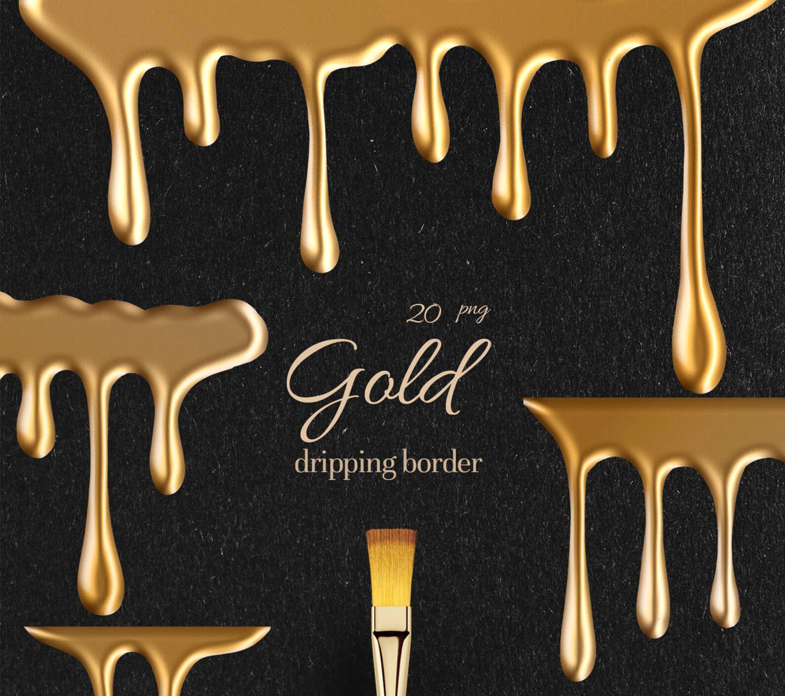Gold Dripping Borders Png Gold Borders Overly Clipart Gold - Etsy