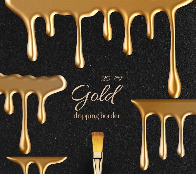 Gold Dripping Borders PNG: Clipart Overlays (digital Download) - Etsy ...